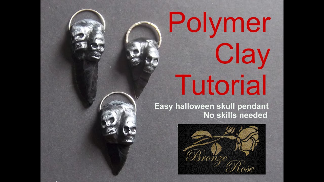 Polymer clay tutorial - easy Halloween skull pendant, no skill needed ...