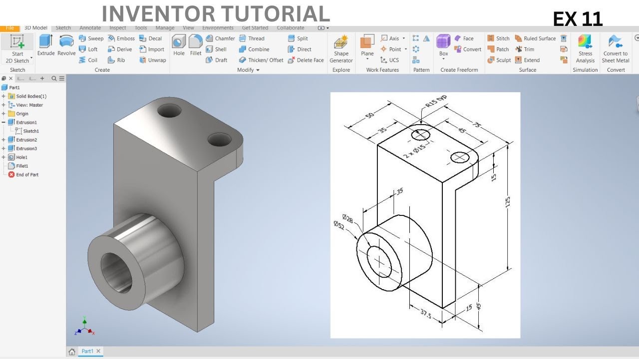 Autodesk Inventor Tutorial Ex 11 Tutorial Series For Design