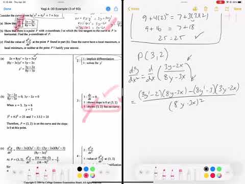 Calculus AB Implicit differentiation FRQ Yagi - YouTube