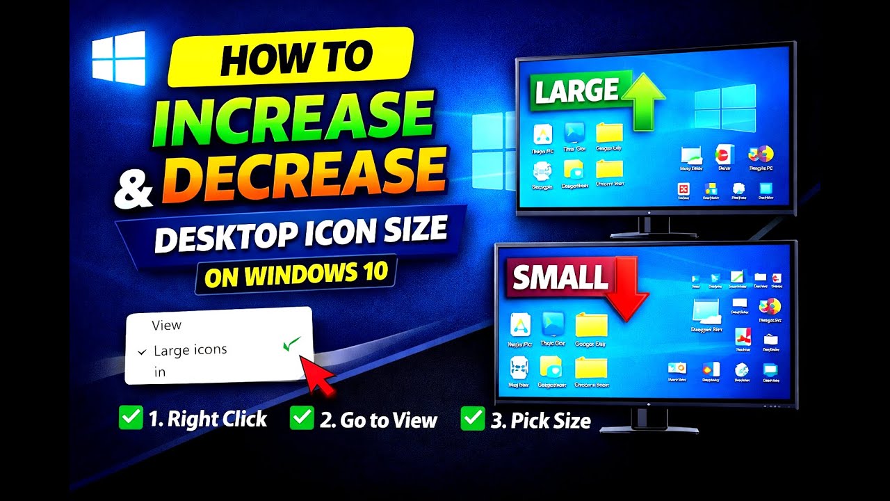 How to Increase & Decrease Desktop Icon Size on Windows 10 | Windows 10 ...