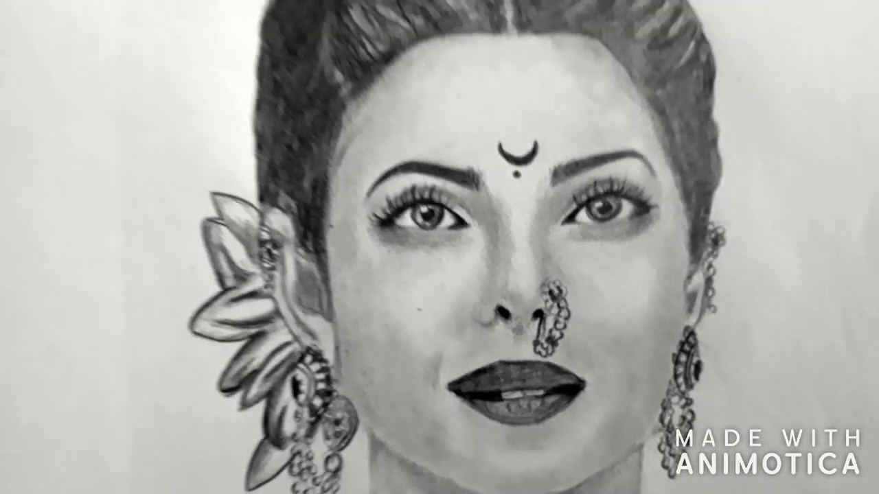 Portrait Sketching of Priyanka Chopra| Bajirao Mastani- Kashibai ...