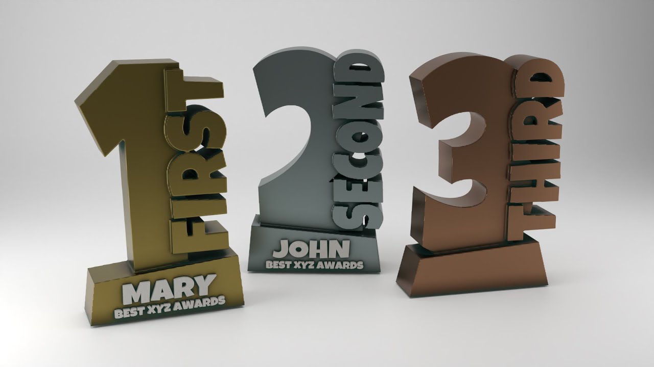 How to add text to a 3D print model - Trophy example - YouTube