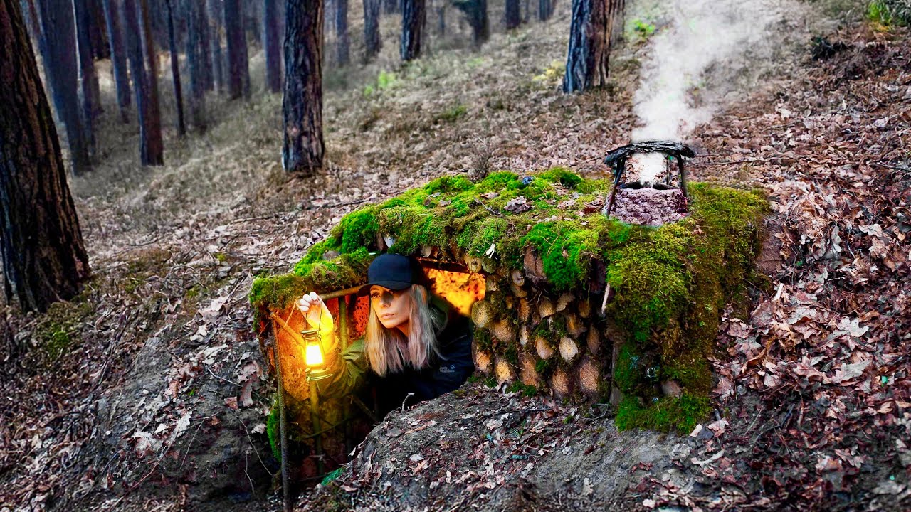 Building the Survival Dugout. Bushcraft. Survival. Warm Dugout - YouTube