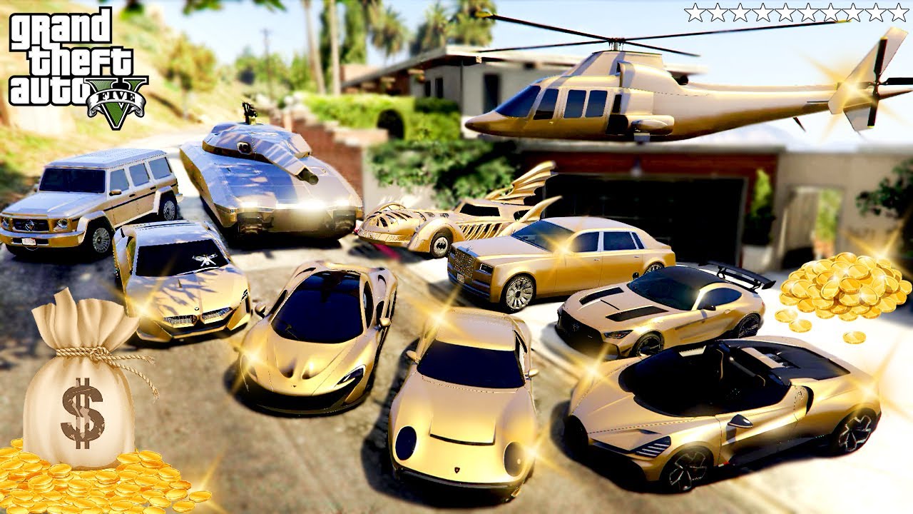GTA 5 - Stealing $100,000,000 Super Gold Cars with Franklin! ( GTA V ...