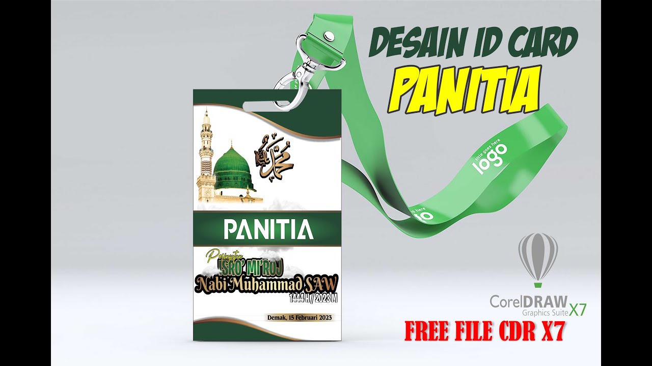 DESAIN ID CARD PANITIA ISRO' MI'ROJ [[ COREL DRAW X7 ]] FREE CDR - YouTube