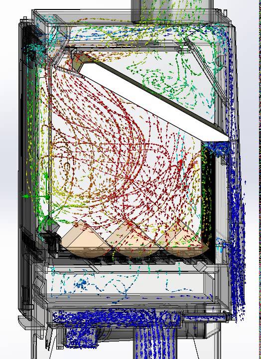 simulation of air flow in a combustion chamber, combustion chamber ...