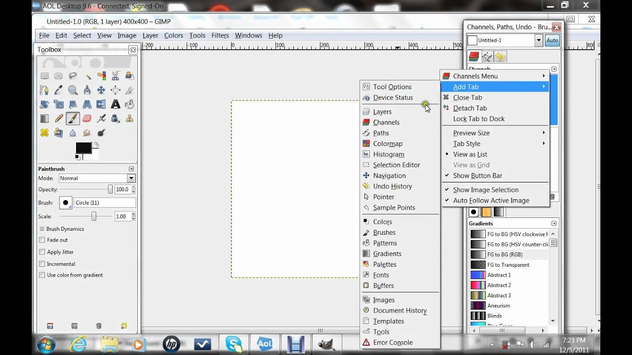 How to get the layers pop-up in Gimp - YouTube