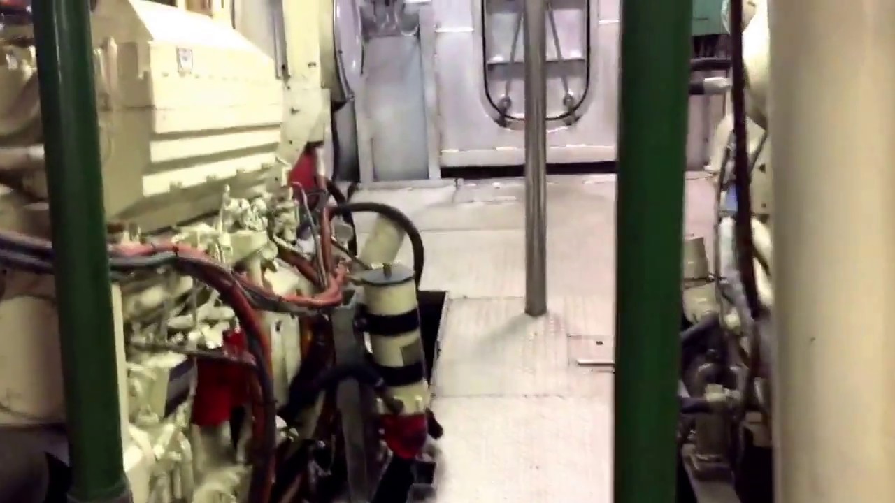 Crewboat Engine Room and Generator Room Tour - YouTube