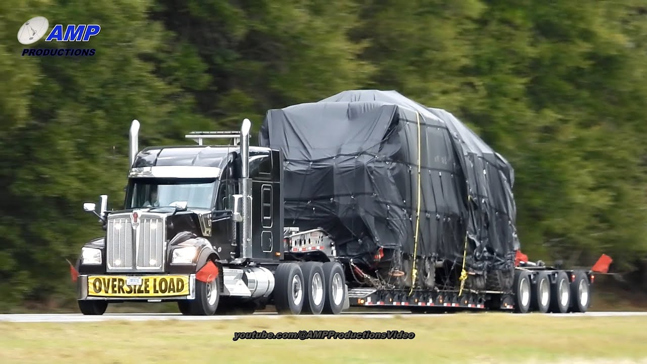 4K Truck Spotting Kenworth W990 Oversize Load 12025 - YouTube