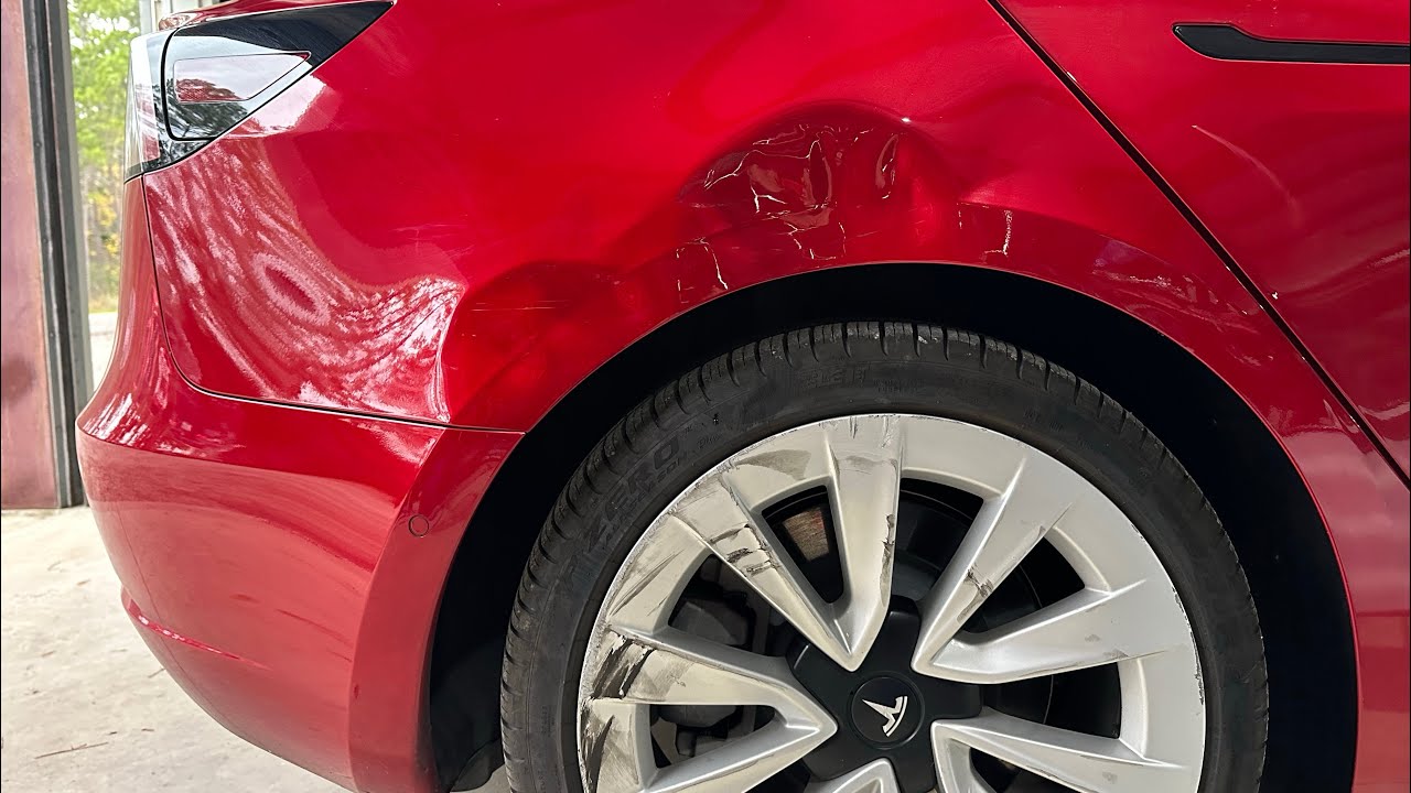 SMASHED TESLA FIXED - NO PAINTING REQUIRED - YouTube