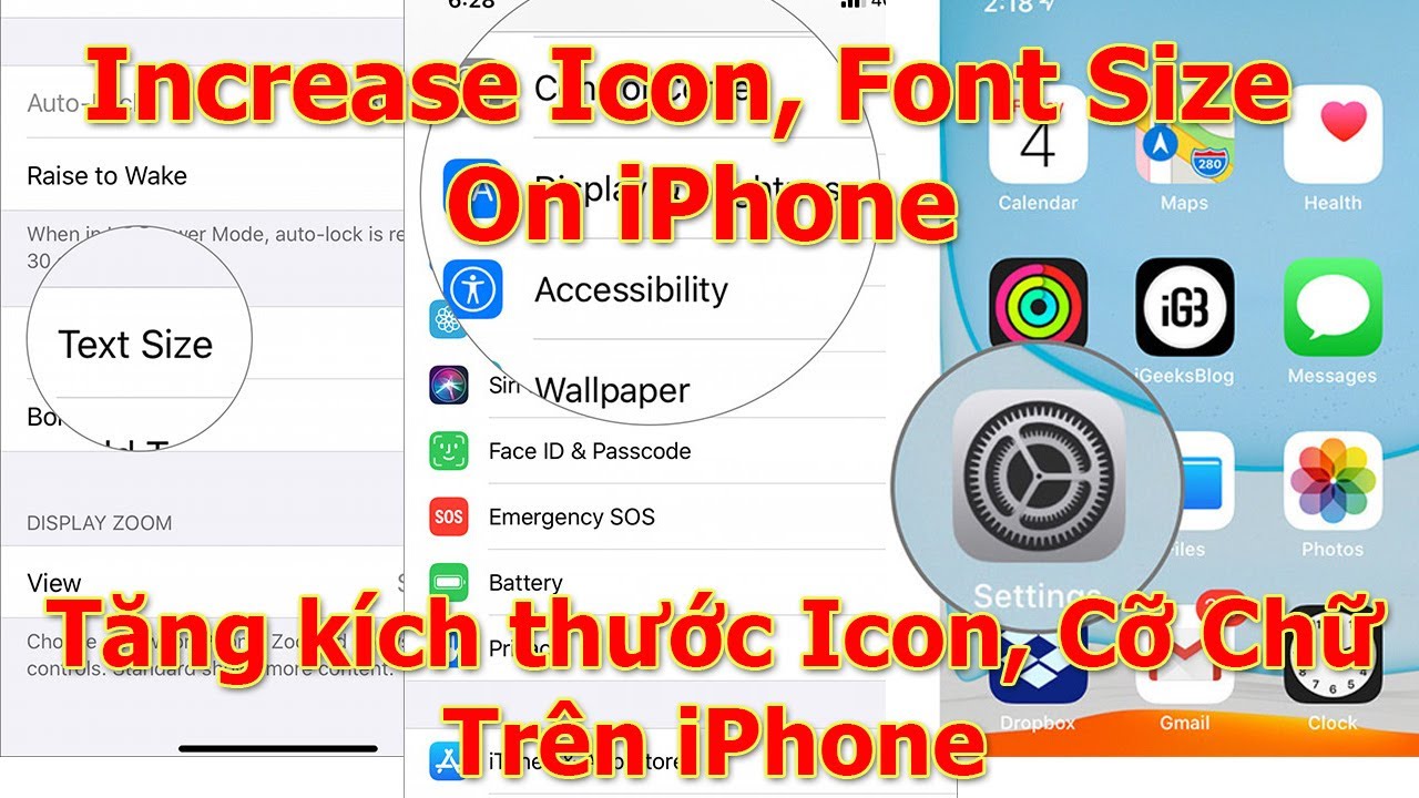 Tăng kích thước Icon, Cỡ Chữ Trên iPhone - YouTube
