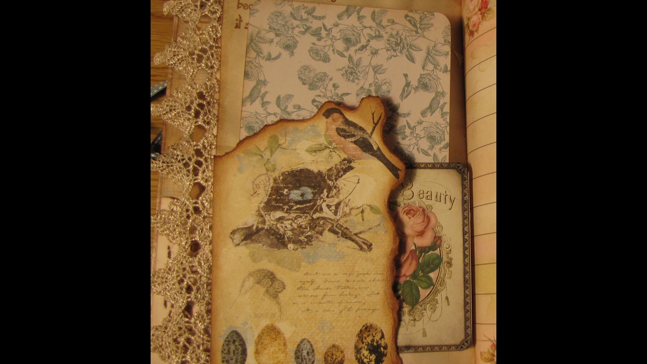 How to distress and create burnt looking edges in a junk journal - YouTube