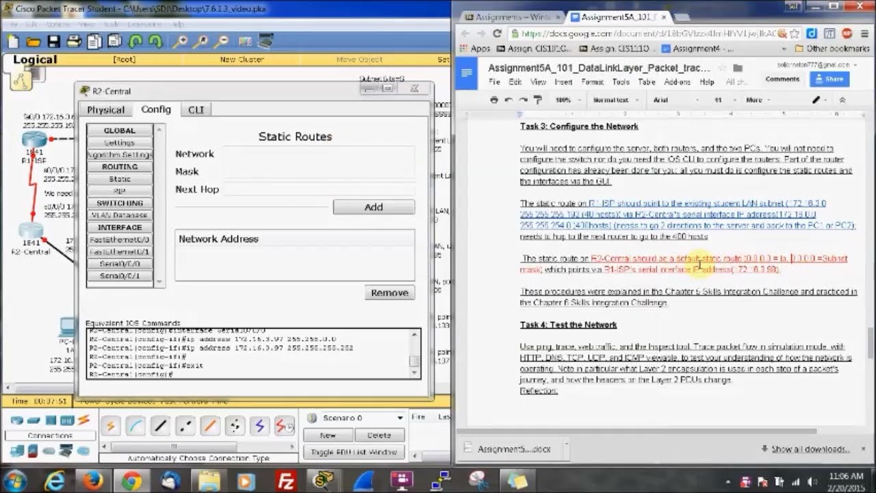 Packet Traver 7.6.1.3 CCNA V4.0 - YouTube