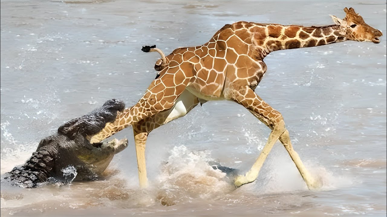OMG! Crocodile Attack On Giraffe & Giraffe Lay Down | Crocodile Vs ...