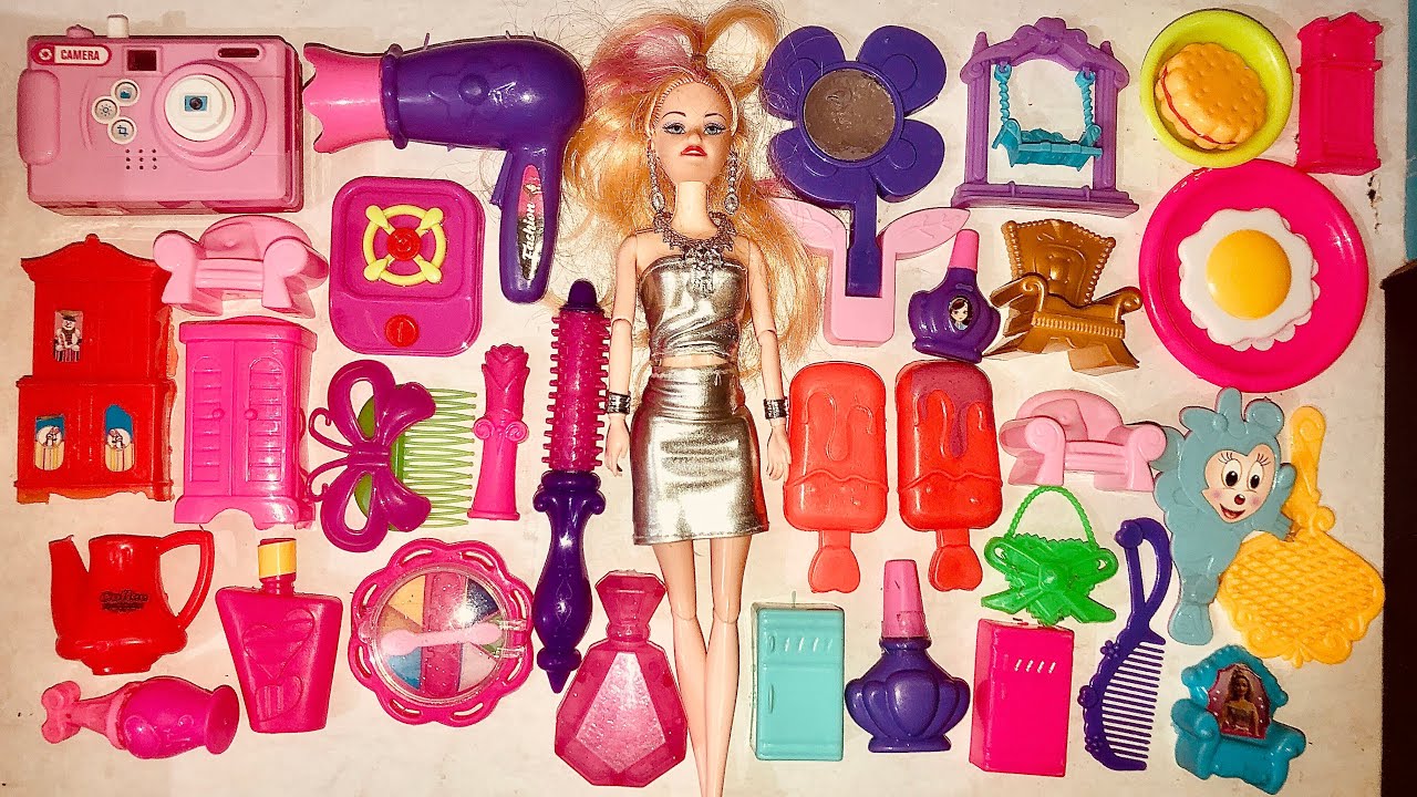 Diy Unboxing miniature kitchen cooking toys || barbie doll kitchen set ...