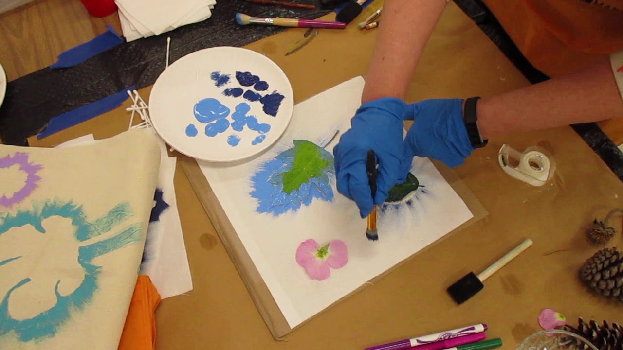 creating printed fabric using nature - YouTube