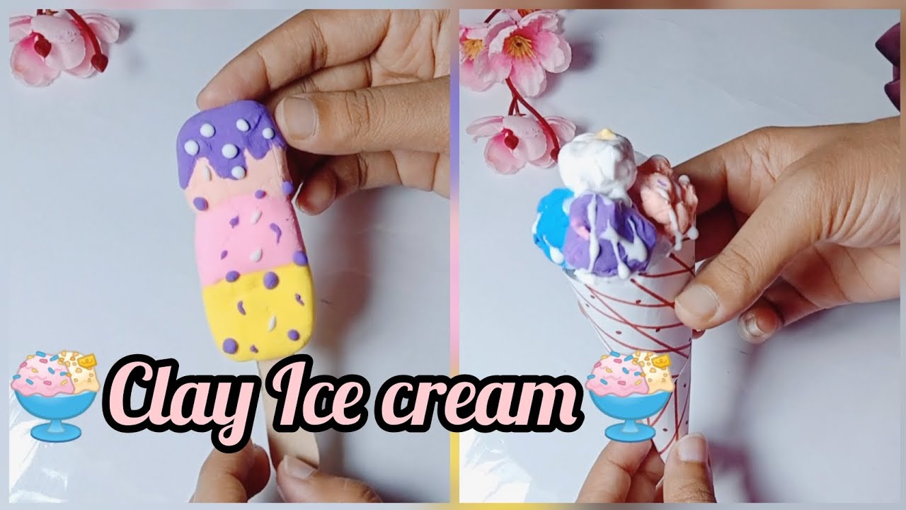 DIY ClAY ICE CREAM 🍨/COOL OFF SUMMER WITH CLAY ICE CREAM😁/ClAY CRAFT ...