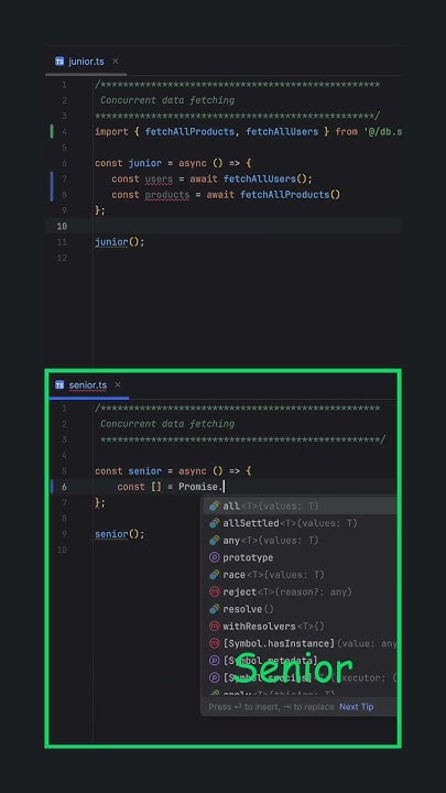 Junior vs Senior - concurrent data fetching #javascript #coding #typescript #programming # ...