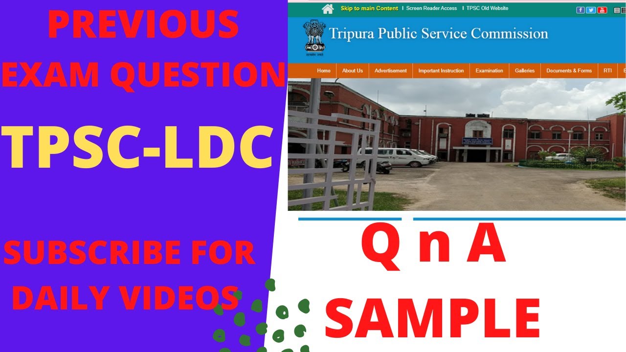 TPSC LDC Question paper solved || Previous Question ICDS, TCS - YouTube