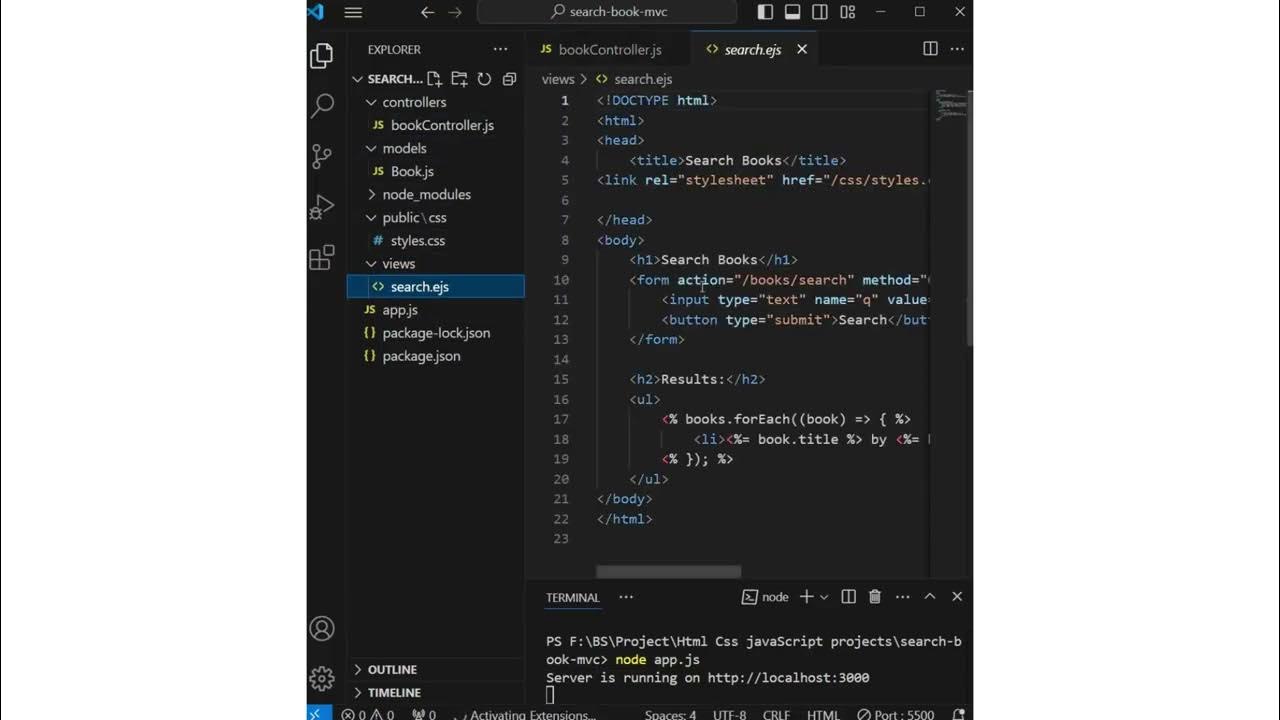 MVC in Express.js | Build a Book Search App in 1 Minute - YouTube