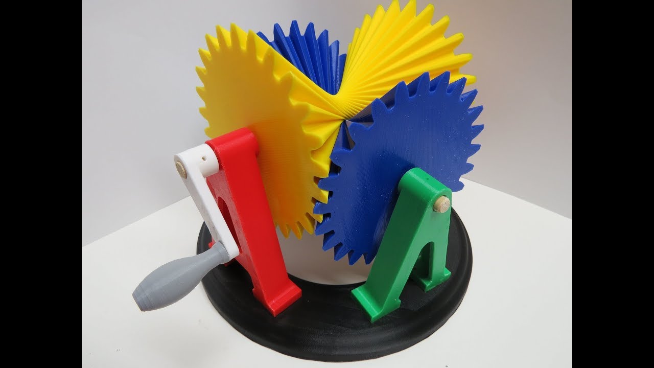 Hyperboloidal Gears 3D Printed 75 Deg. Skewed Axis Animation and ...