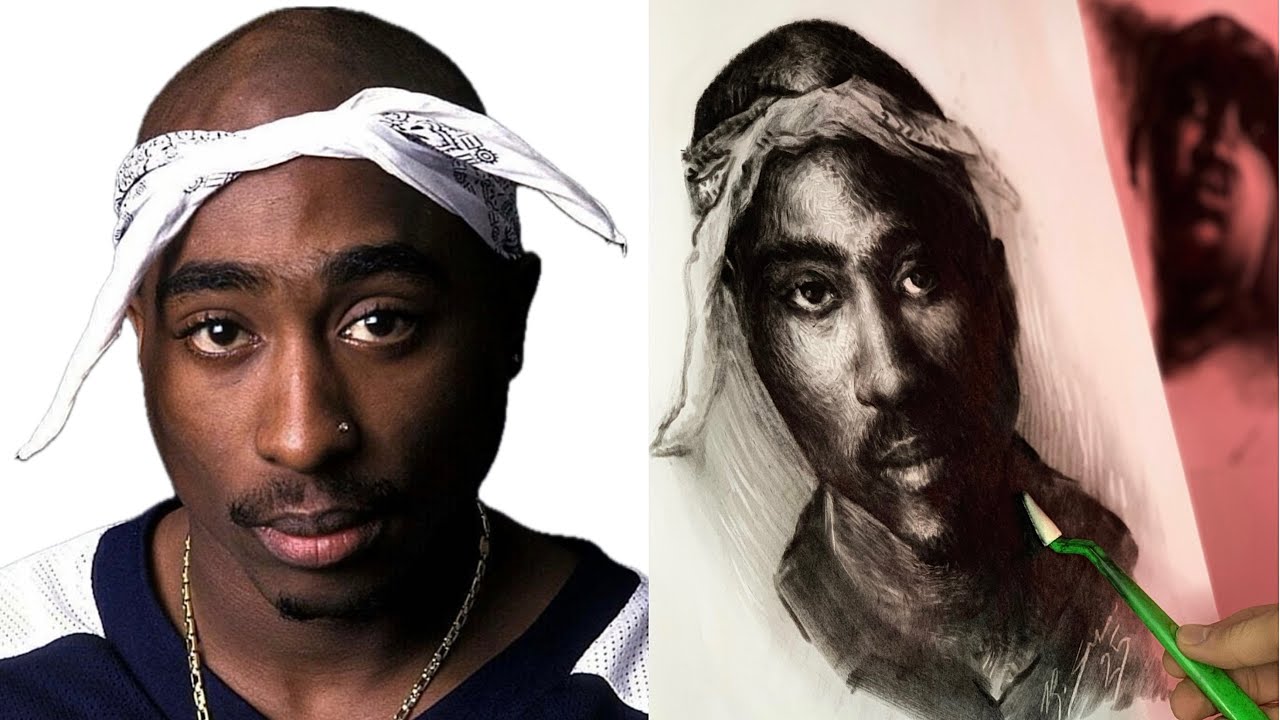 How to Draw TUPAC with Charcoal | Amrican Rapper | Realistic Portrait ...