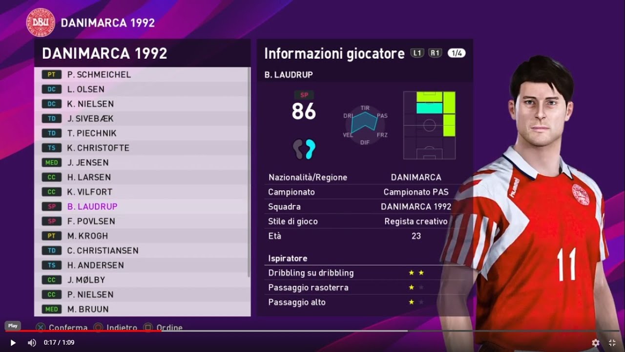 eFootball PES 2020: Denmark 1992 classic team (PS4) - YouTube