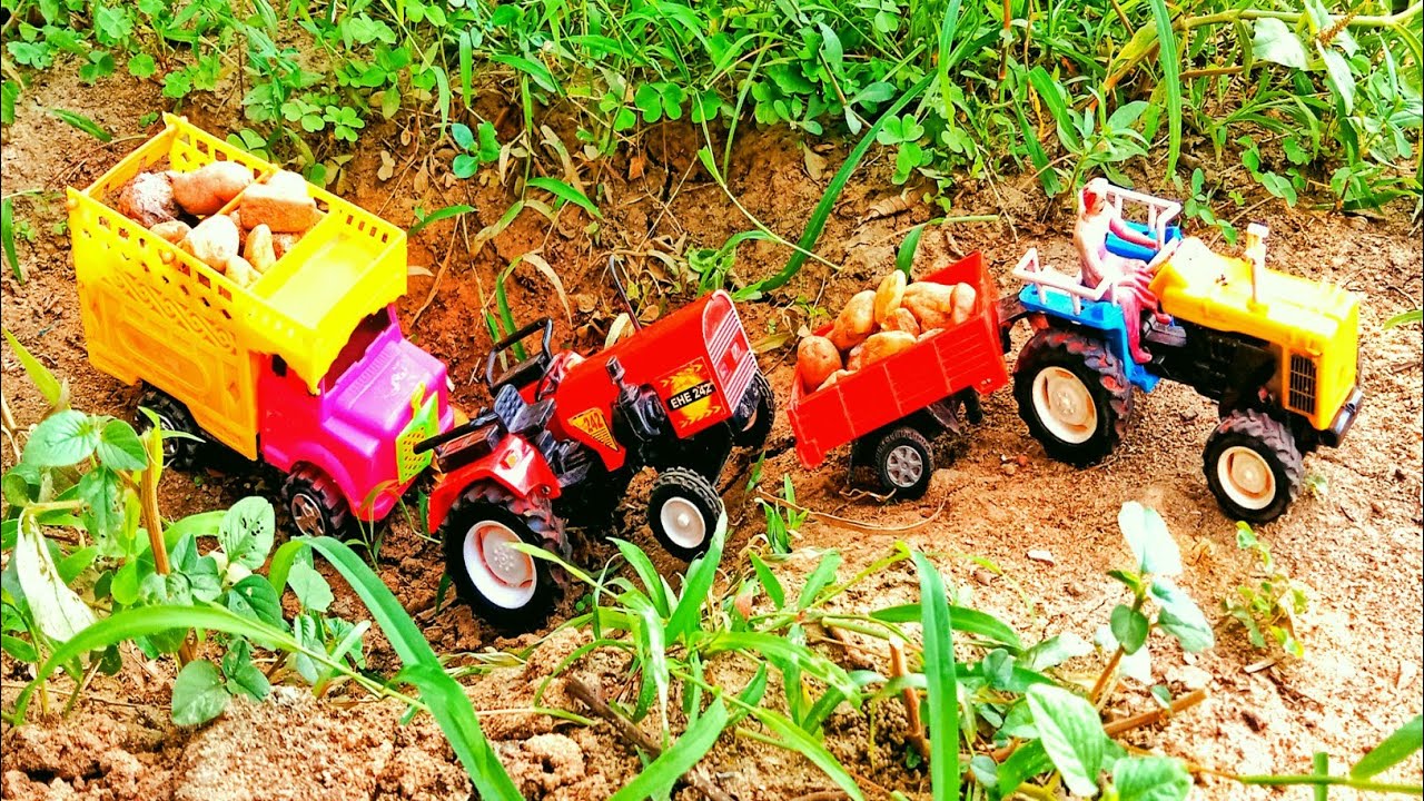 car cartoon | tractor video | toys tractor truck loading & running ...