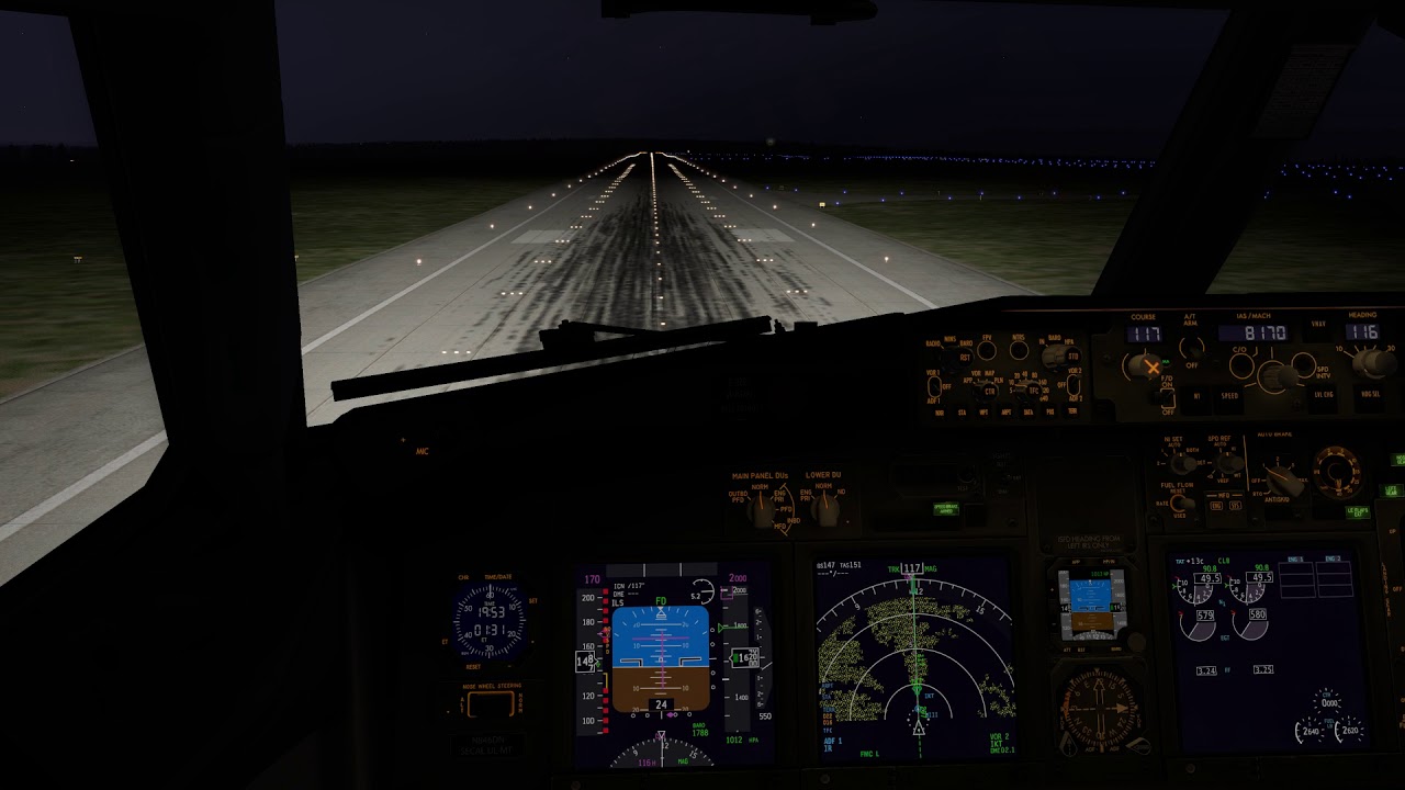 Boeing 737 Irkutsk Intl - Noise abatement idle Reverse Landing Cockpit ...