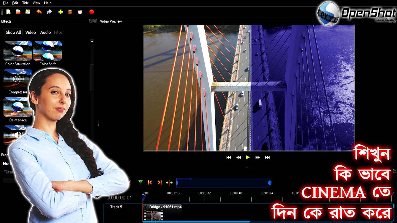 Convert a Video from Day to Night with Openshot Color Grading || যে কোন ...