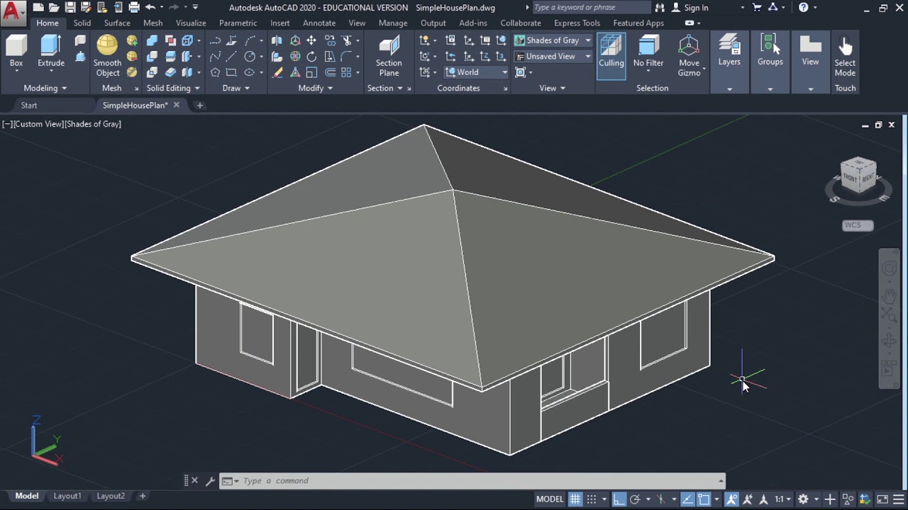 AutoCAD 3D House Plan Tutorial P3 - YouTube