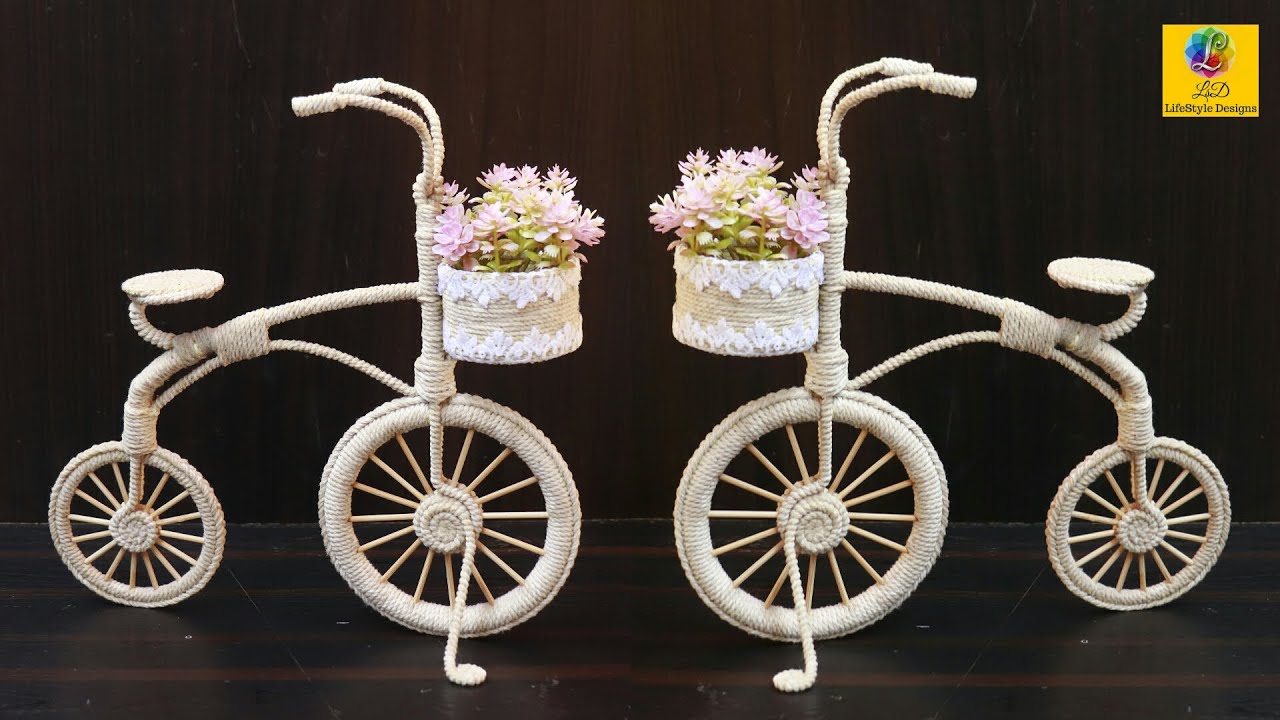DIY Bicycle Flower Vase | Handmade Cycle with Flower Basket | Home ...
