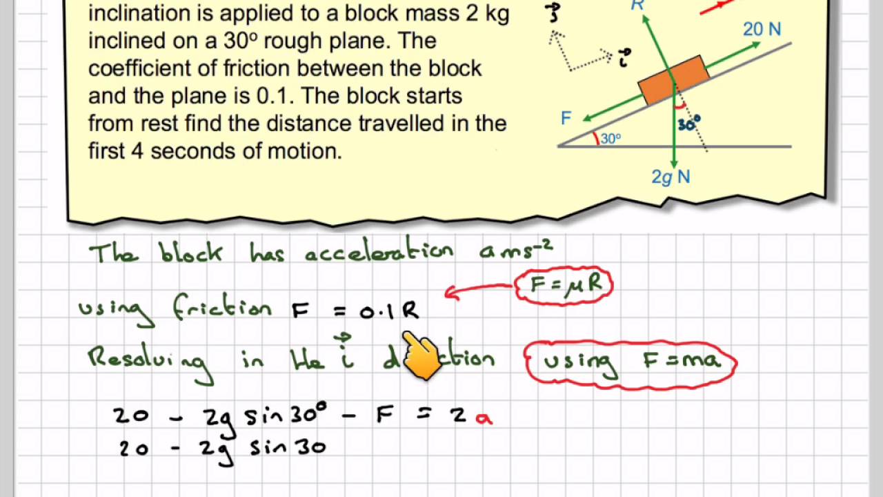 Finding the distance travelled up an inclined rough plane - YouTube