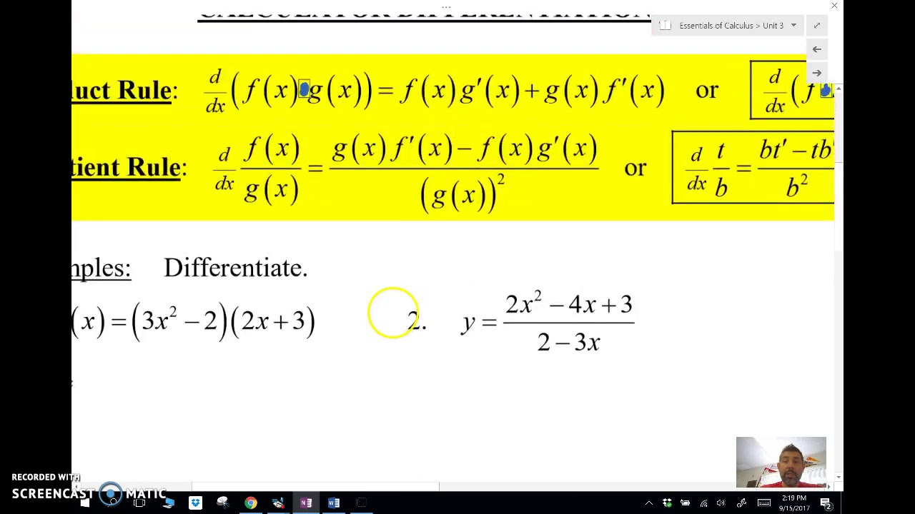 AB Calc 3-2A: Product and Quotient Rules - YouTube