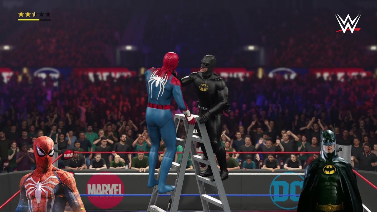 SPIDERMAN VS BATMAN - LADDER MATCH - ROBY VS ZIO - WWE2K23 - YouTube