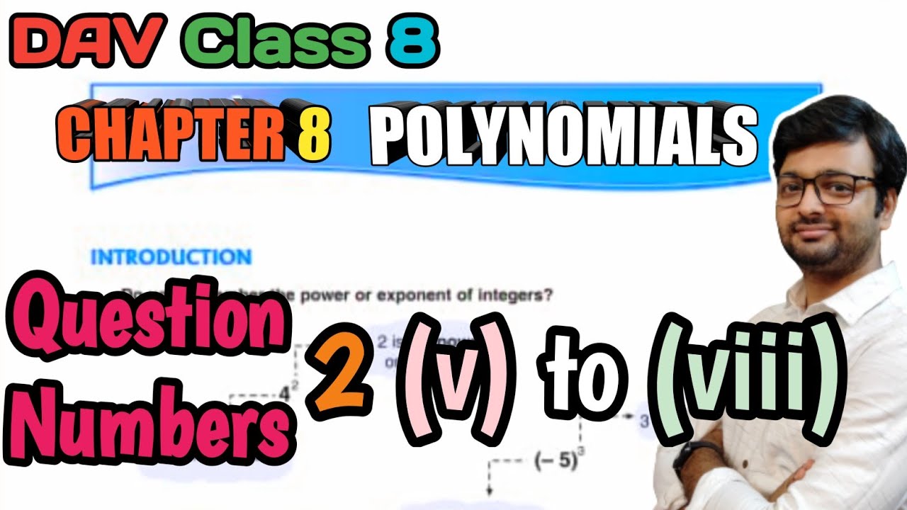 D.A.V. Math | Class 8 | Chapter 8 | POLYNOMIALS | WORKSHEET 3 | By Art ...