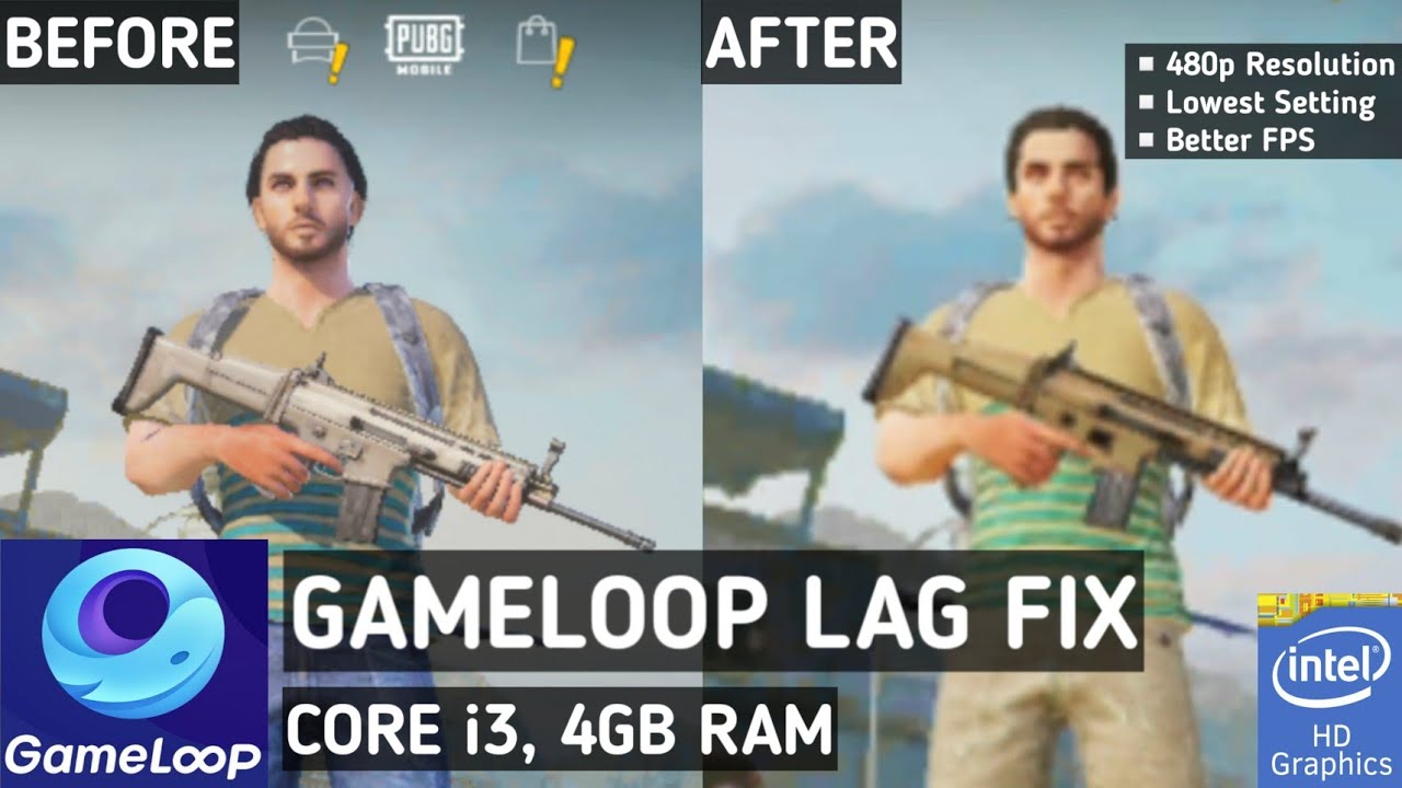 Gameloop Lag Fix Low End PC | How To Play Gameloop On 4GB RAM Core i3 Intel HD Graphics 4400 ...