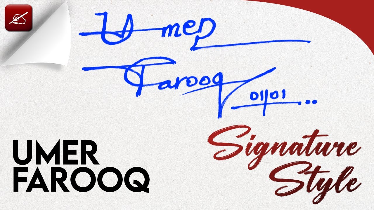 ️ Umer Farooq Name Signature Design - U Signature Style - How to ...