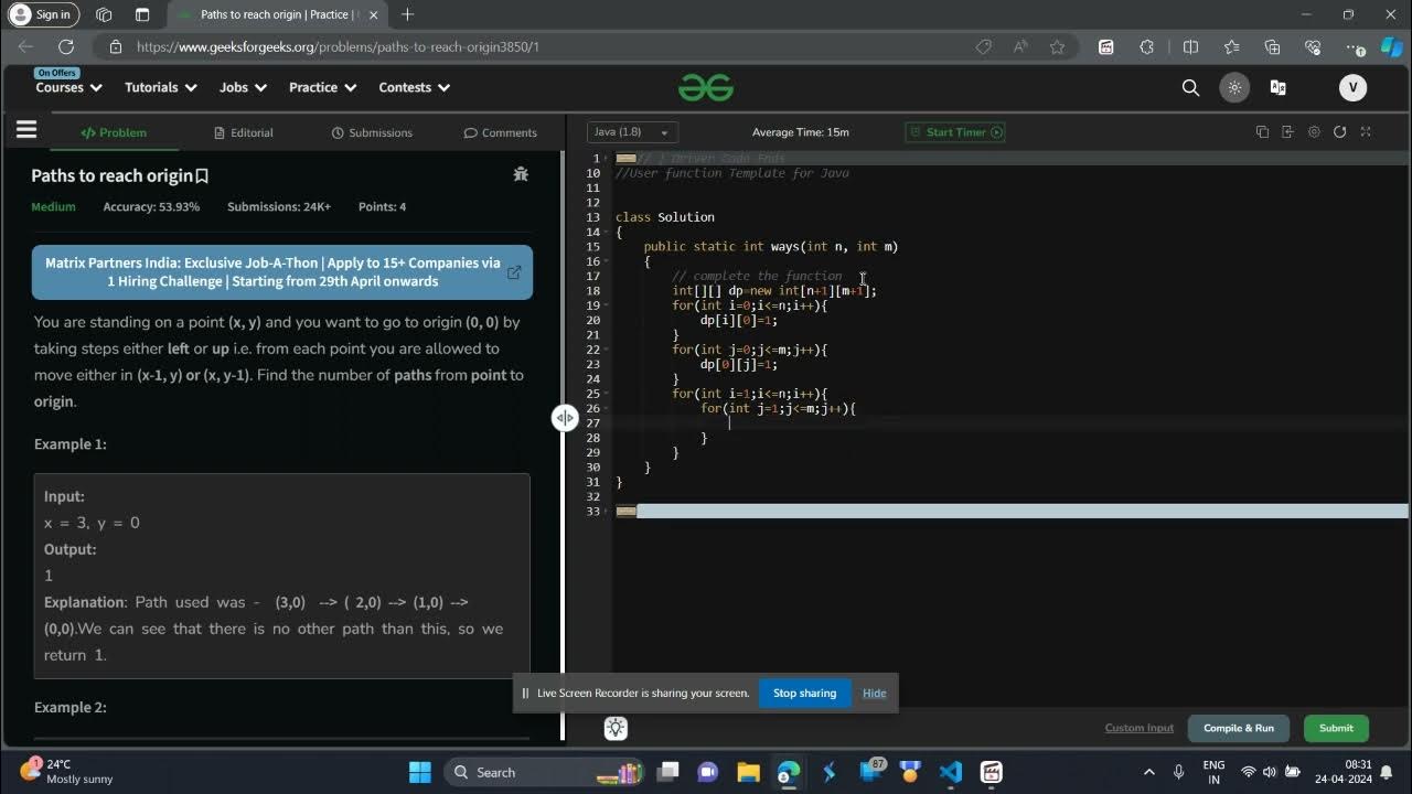 Paths to reach origin GFG POTD JAVA Solution geeks for geeks problem of the day - YouTube