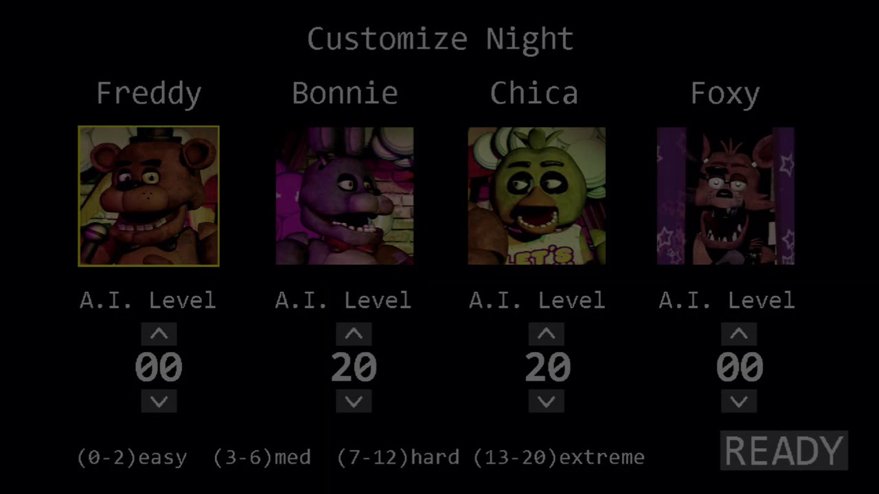 FNAF 1 Console Custom Night Menu Freezes For A Bit - YouTube