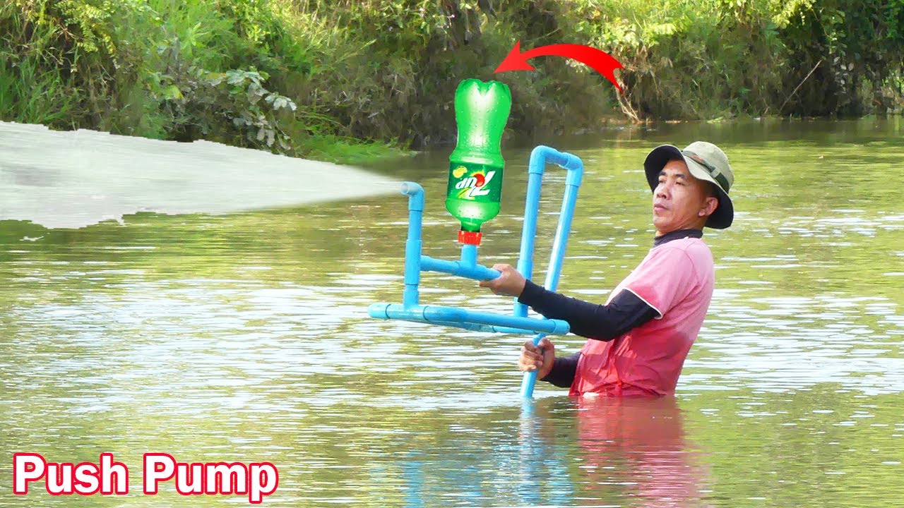 We turn PVC pipe into Hight speed water push pump without electricity ...
