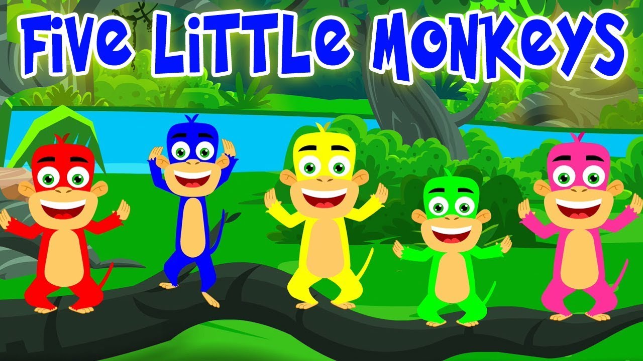 fem små aper | sang for barn | tegnefilm | Five Little Monkeys - YouTube