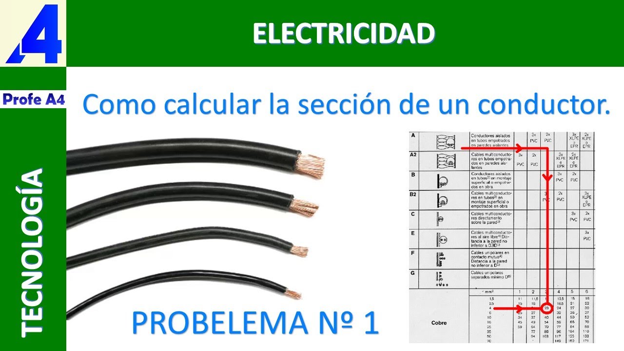 COMO CALCULAR LA SECCIÓN DE UN CONDUCTOR. PROBLEMA Nº 1 - YouTube