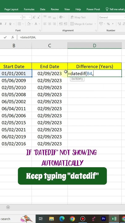 Date Difference In Excel In Years Exceltutorial Exceltips Shorts Youtube