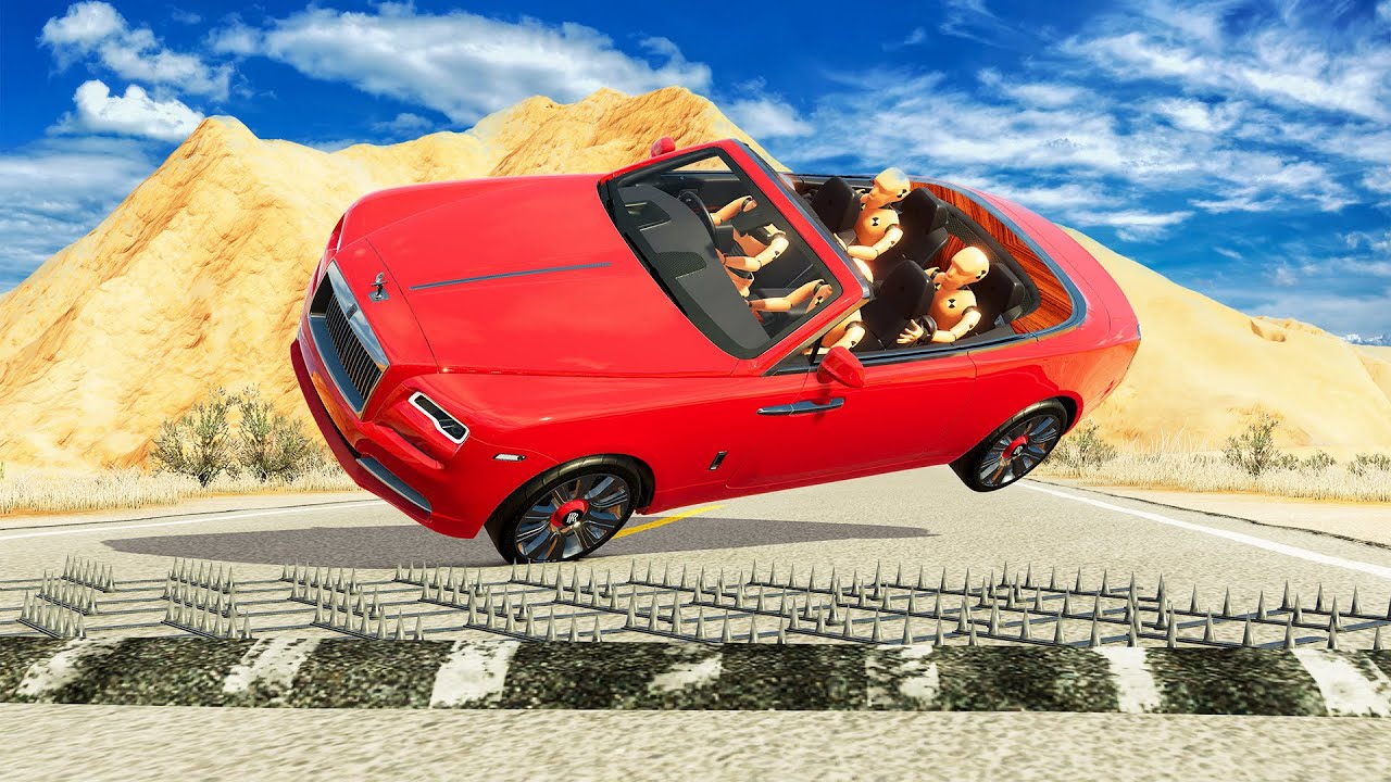 Massive Spike Strip Pileup And Speed Bump Car Crashes #01 - YouTube