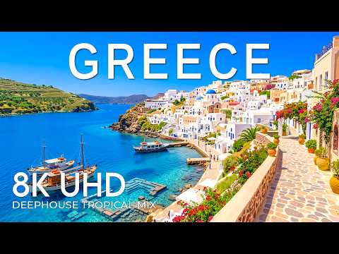 Greece 8K Drone Footage | Aegean Islands, White Villages & Coastal Serenity UHD