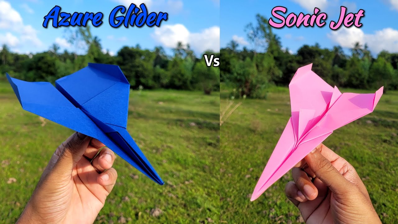 Azure Glider (Fly like Boomerang) vs Sonic Jet Paper Airplanes Flying ...