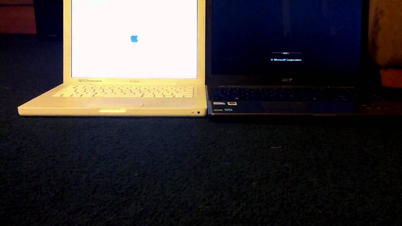 MacBook 2004 vs. Acer 2011 boot up race - YouTube