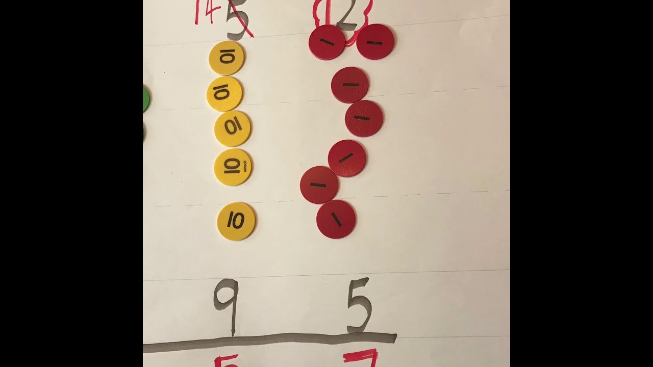 Subtraction using place value counters - YouTube