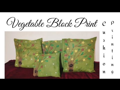 How Print Cushion cover with Vegetables Block/ Vegetable Block Printing ...